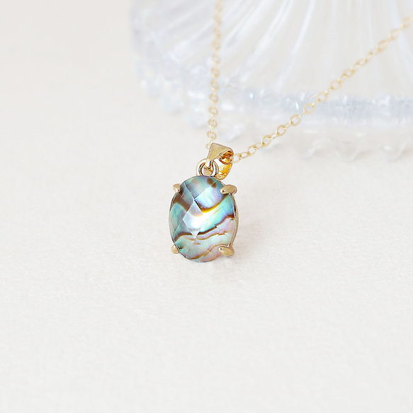 アバロンシェル×クリスタルオーバル カボションカット 約10×8mm / 14KGF ゴールド ネックレス ネックレス・ペンダント koko ココ 通販 15754919｜Creema(クリーマ)