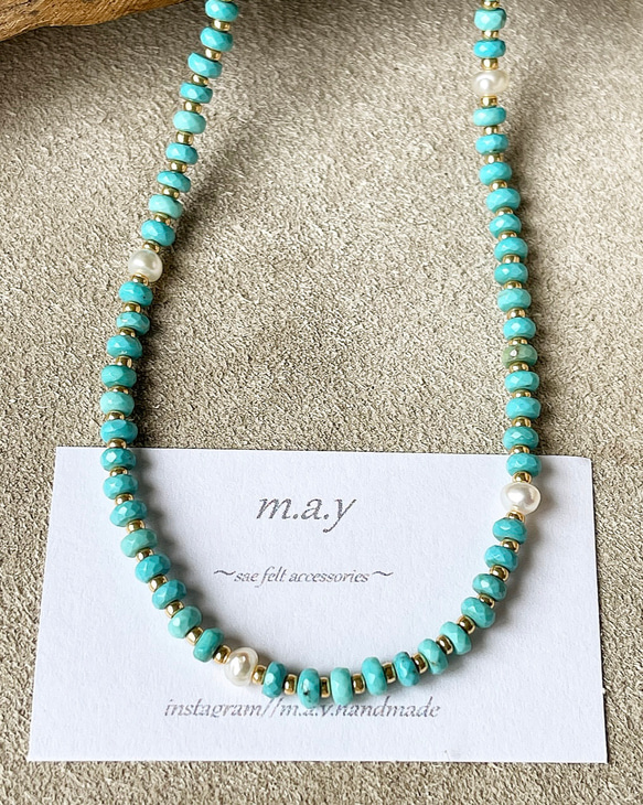 14kgf*ターコイズと淡水パールのボヘミアンネックレス* ネックレス・ペンダント m.a.y. 通販 15757272｜Creema(クリーマ)