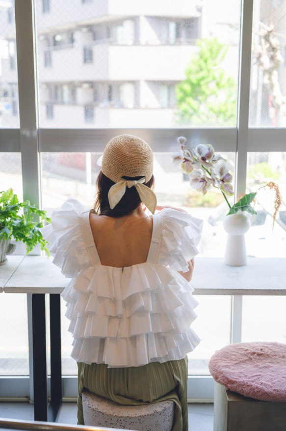 back ribbon CAP（アイボリー・ベージュ・ブラック） キャップ make_ai 通販 15758478｜Creema(クリーマ)