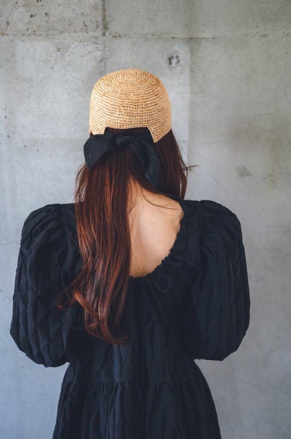 back ribbon CAP（アイボリー・ベージュ・ブラック） キャップ make_ai 通販 15758478｜Creema(クリーマ)