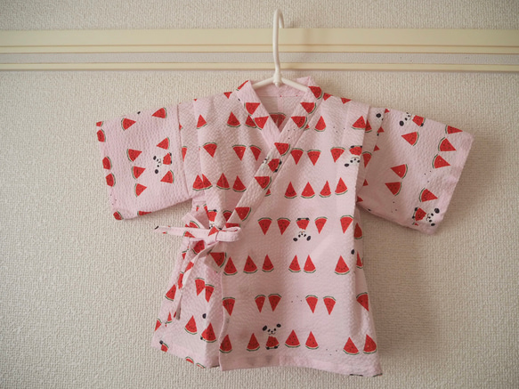 【送料無料】子ども 甚平上下セット ピンク すいか 80cm 90cm お祭り 花火大会 子供服 with 通販 15758744 ...