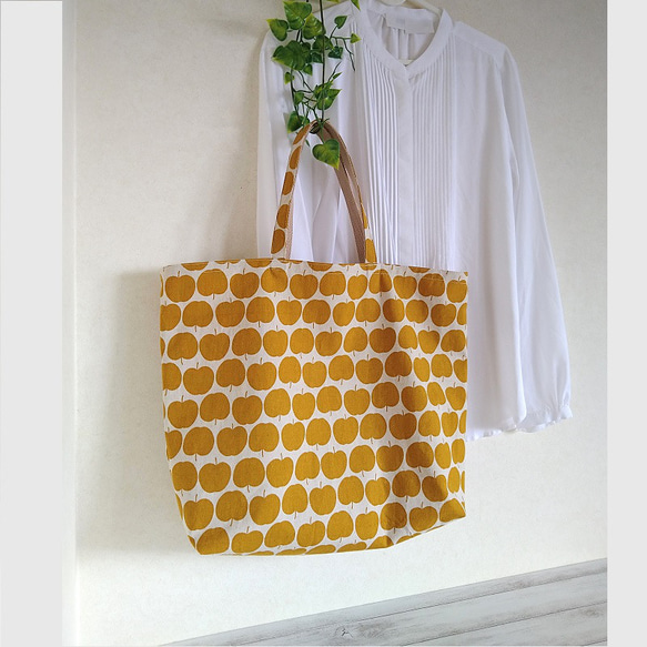 りんごドット 軽くて洗えるエコバッグ マスタードイエロー コットン サブバッグ エコバッグ・サブバッグ 花るり 通販 15762007 ...