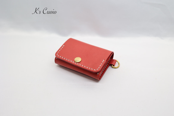 ヌメ革 ミニポーチ（レッド色）【送料無料】 ポーチ kscuoio 通販 15775845｜Creema(クリーマ)