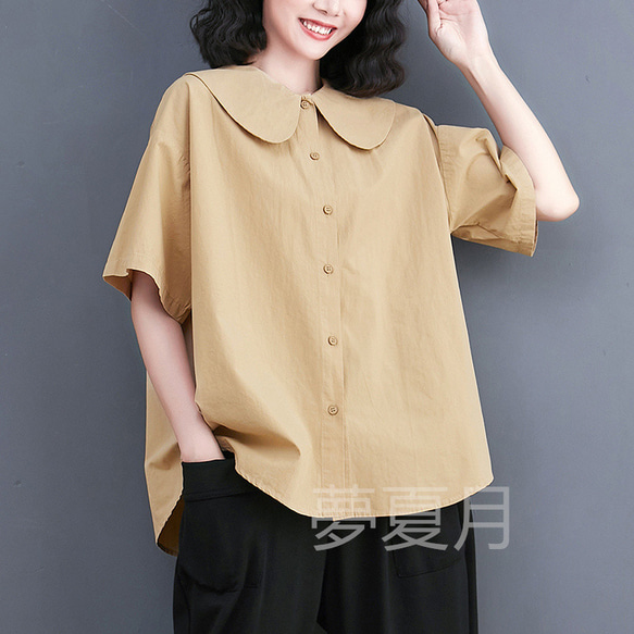 2023夏 Vネック ゆったり おしゃれ 半袖 Tシャツ ブラウス 夢夏月 通販 15777863｜Creema(クリーマ)