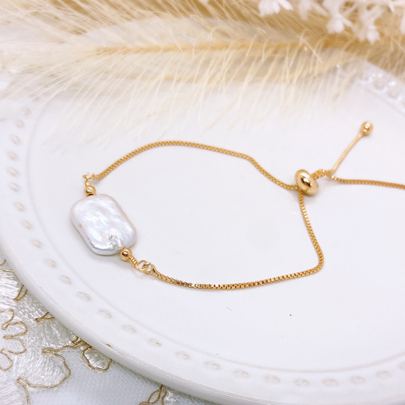 【16kgp】淡水パール1粒スライド式ブレスレット 大ぶり真珠 ブレスレット Naturally-FURURI 通販 15787132｜Creema(クリーマ)