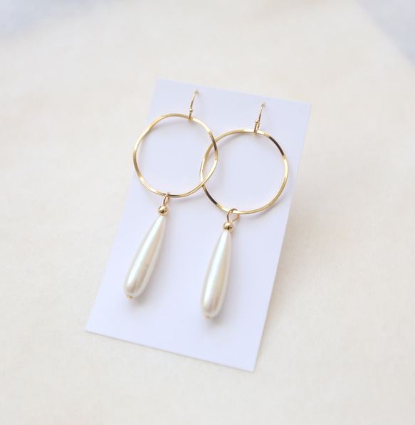 メタルウェーブとツユパール（2色）♡ピアス・イヤリング♪【K18・K14GF/14kgf対応】 ピアス（フック・チェーン） PuaLANI プアラニ pualani 通販｜Creema ...