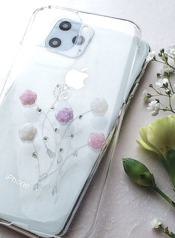 【全機種対応】pale pink flower スマホケース アレンジ可 iPhoneケース・カバー moon-olive 通販 ...