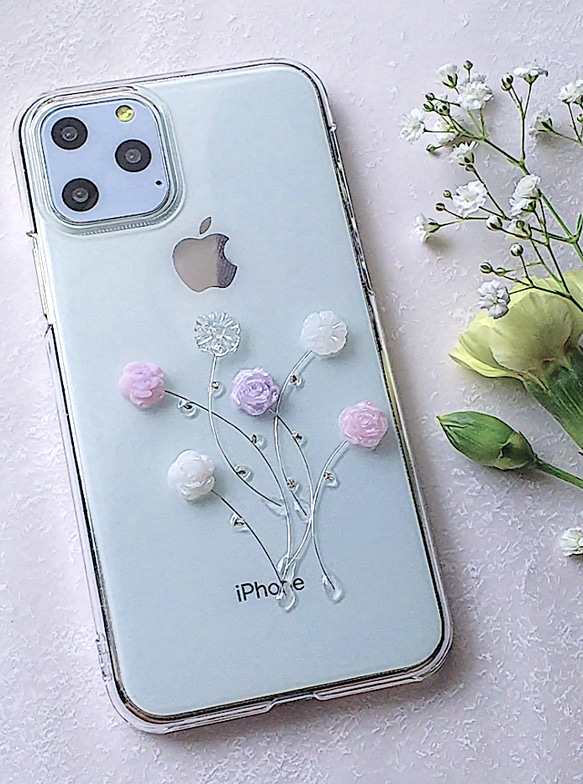 【全機種対応】pale pink flower スマホケース アレンジ可 iPhoneケース・カバー moon-olive 通販 ...