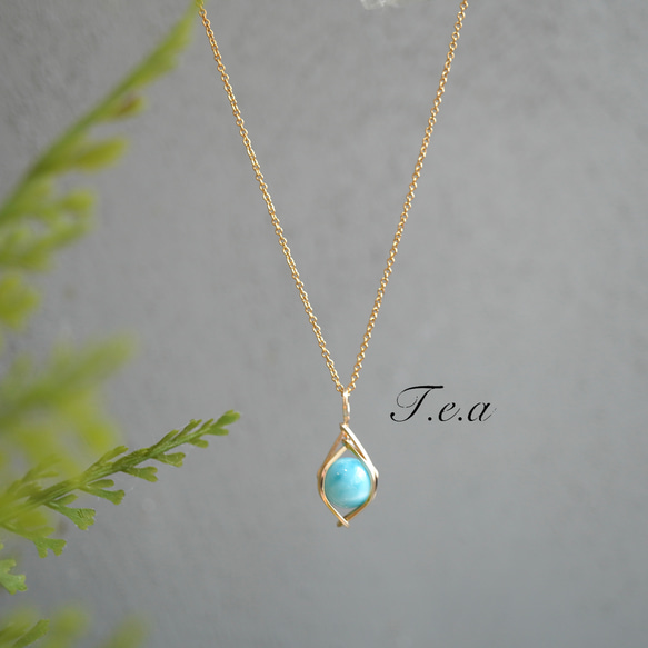【14KGF】AAAラリマー7mmのしずく留めペンダントトップ ペンダントトップ T.e.a 通販 15804441｜Creema(クリーマ)