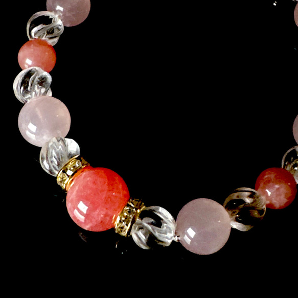 【魅力を惹き出し愛を引き寄せる】インカローズ ディープローズクォーツ ロードナイト 天然石 ブレスレット ブレスレット パワーストーン ...