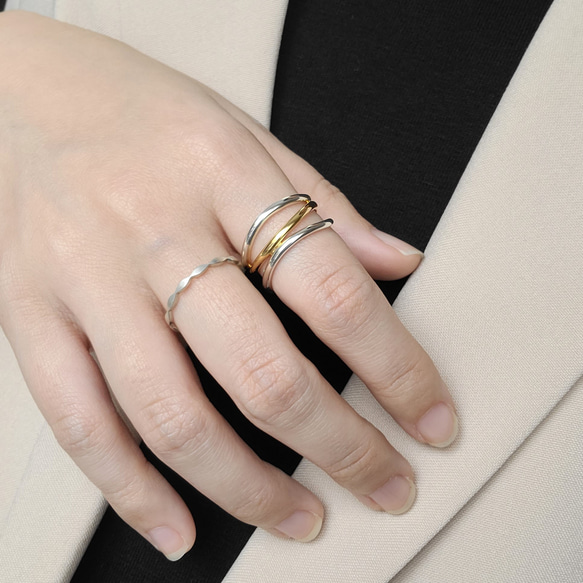 【Partial GP】Trinity wave RING / SV925 ≪送料無料≫ 指輪・リング Kumpel by p 通販 15809828｜Creema(クリーマ)