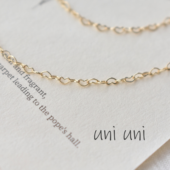 切売2m 14kgp 1.5mmハートチェーン T00021 ゴールド 鎖 基礎金具 金色 14k 可愛い ハート 金具・チェーン uni uni 通販 15810679｜Creema(クリーマ)