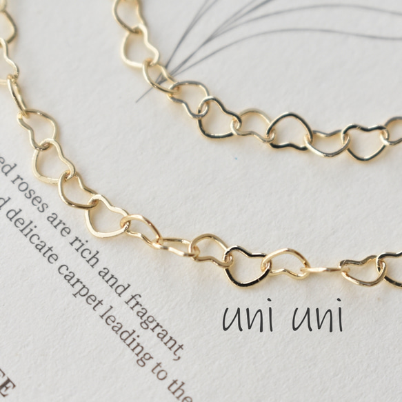 切売2m 14kgp 3.5mmハートチェーン T00022 ゴールド 鎖 基礎金具 金色 14k 可愛い ハート 金具・チェーン uni uni 通販｜Creema(クリーマ) 15820929