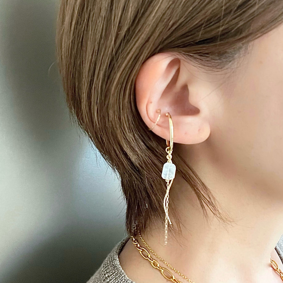 【2way】14kgf レインボームーンストーンのスウィングイヤーカフ イヤーカフ milimili901 通販 15826087｜Creema(クリーマ)