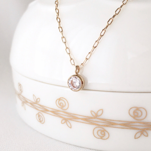 14kgf ベゼル ジルコニア ネックレス [ 華奢 ゴールドフィルド 一粒 お呼ばれ フォーマル ] ネックレス・ペンダント a sweetie 通販 15829234｜Creema(クリーマ)