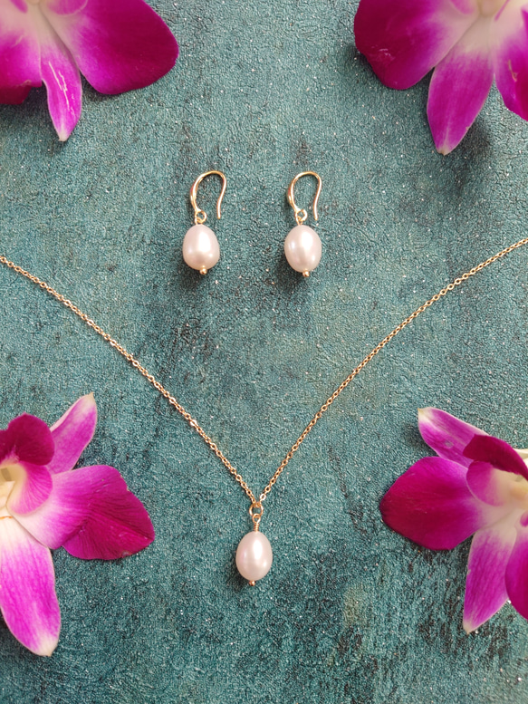 ☆14kgf☆2点セット☆高品質☆大粒淡水パールネックレス＆ピアスセット☆金アレ対応 ネックレス・ペンダント ponsan♡jewelry 通販 15834659｜Creema(クリーマ)