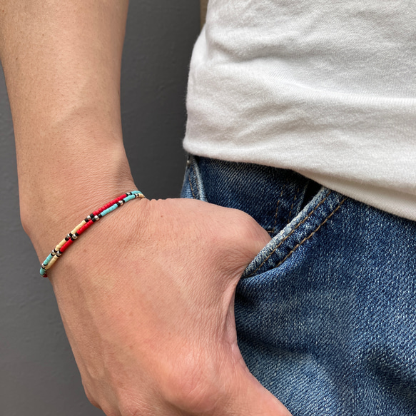 Turquoise/Red/Black- Beaded Bracelet ブレスレット souleo 通販 15836573｜Creema(クリーマ)