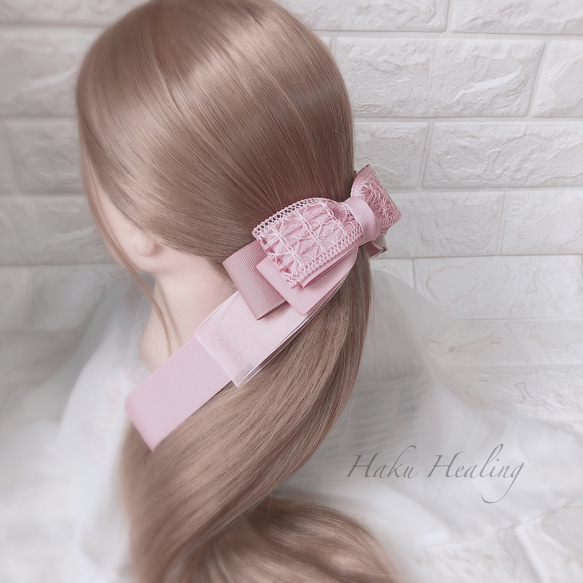 デザインレース♡⃛ アンティークピンク バナナクリップ シュシュ ヘアクリップ・バナナクリップ Haku Healing 通販 ...