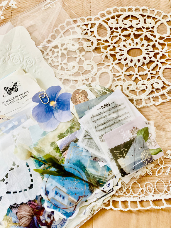 【限定1点】ヴィンテージ風 コラージュ 福袋 青 ブルー メモ帳 CITA 通販 15839531｜Creema(クリーマ)