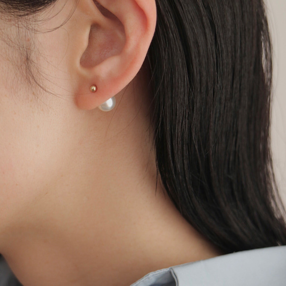 【2way】14kgf 極小3mm ボールピアス パールキャッチ ピアス（スタッド・一粒） C 通販｜Creema(クリーマ) 15847307