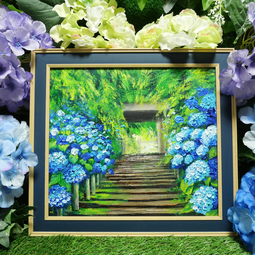 油絵 絵画【紫陽花の咲く参道】 絵画 HR 通販 15852937 油絵 絵画【紫陽花の咲く参道】 絵画 HR 通販 15852937