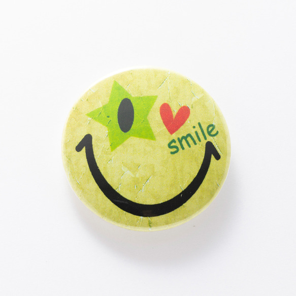 ヴィンテージ風 スマイル 缶バッジ 缶バッチ【3.5cm】smile レトロ ピンバッチ meets-badge 通販 15853554｜Creema(クリーマ)