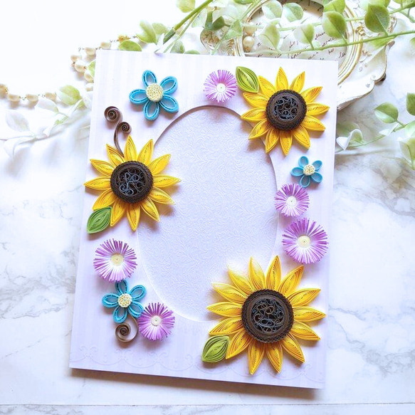 クイリングの写真たて＊ 向日葵 （ビビッド フォトフレーム・写真立て Kino A（きのあ 通販 15864151｜Creema(クリーマ)