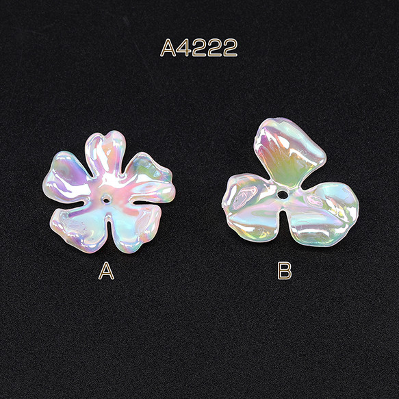 A4222-B 12個 アクリルフラワービーズキャップ オーロラカラー 3X（4ヶ） チャーム beads&parts【プロフ必読】 通販 ...