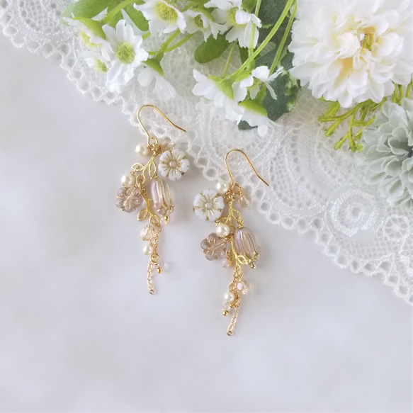 ノスタルジックガーランド ピアス・イヤリング ピアス（フック・チェーン） mikirose 通販 15865943｜Creema(クリーマ)