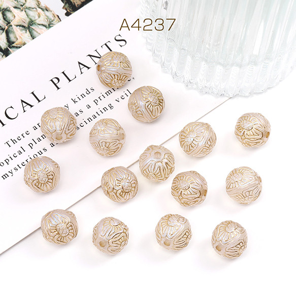A4237 60個 アクリルビーズ アンティーク調アクリルビーズ 丸玉 模様入り 11.5mm 3X（20ヶ） ビーズ beads&parts ...