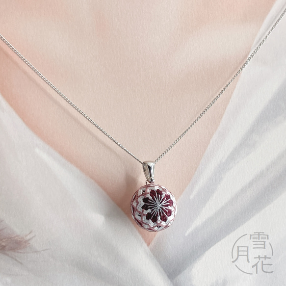 【受注制作】手まりネックレス＊桜-さくら-/えんじ[小さなてまり/手毬/手鞠] ネックレス・ペンダント てまり雪月花 通販 15879959 ...