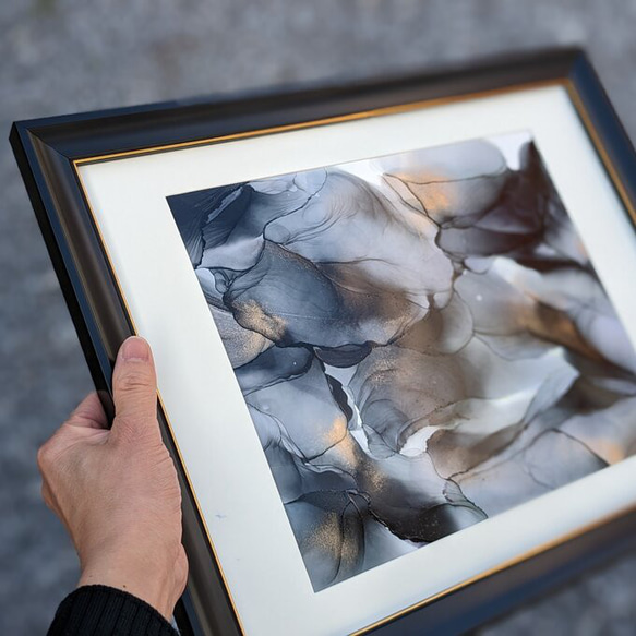 【ガラス額装】原画：アルコールインクアート（額：縦42cm×横33cm/マット内：28cm×22.8cm） 絵画 キミト 通販 ...