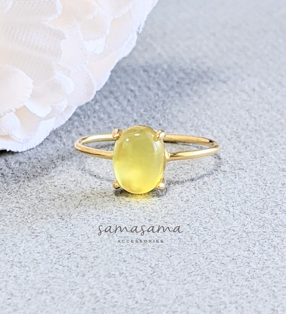 【SV925製18kgp】イエロープレナイトのオーバルリング／11号／8×6ミリ／希少 黄色 指輪・リング samasama 通販 15889308｜Creema(クリーマ)