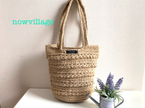 再販！麻ヒモかごトート♪バケツ型トートバッグ♪内ポケット付き♪丸底♪ナチュラル♪シンプル かごバッグ nowvillage 通販 ...