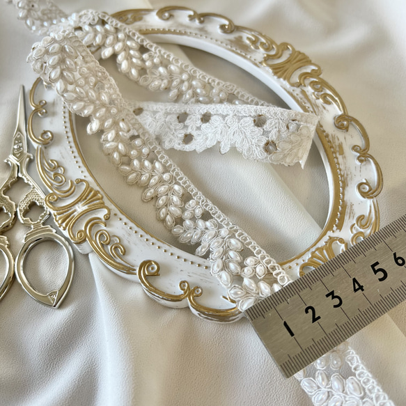 50cm インド刺繍リボン パール付き 葉っぱ柄 #pw26 リボン・テープ La grace 通販 15894191｜Creema(クリーマ)