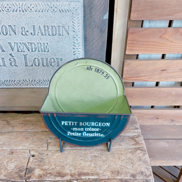 脚付き円形ブリキ鉢【ガーデニング雑貨ガーデン雑貨】寄せ植えにも♡グリーンブラック系！ブリキ缶 その他インテリア雑貨 雅楽 うた 通販 ...