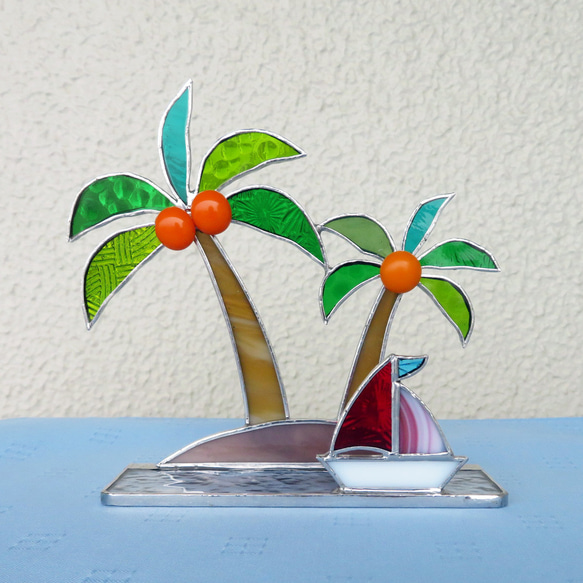 ステンドグラス ヤシの木とヨット その他インテリア雑貨 pi-tyan 通販｜Creema(クリーマ) 15900852