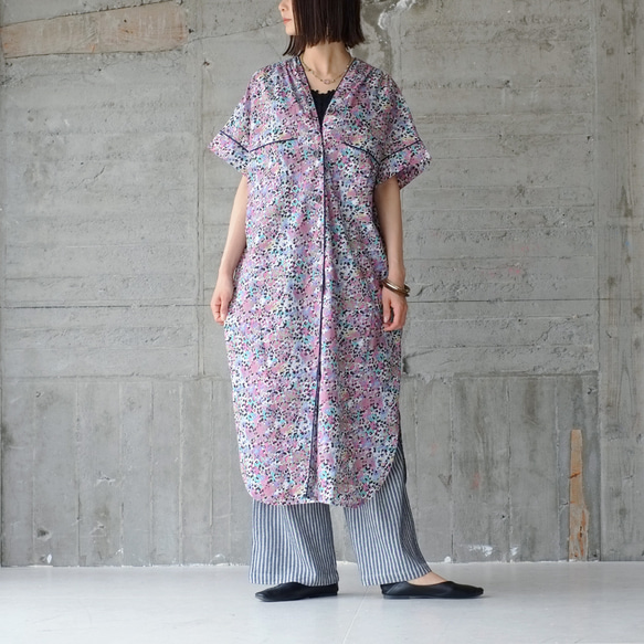 オシャレくすみカラー♪パイピングシャツワンピース（23s-12）パープル ワンピース Hammock 通販 15905739｜Creema(クリーマ)