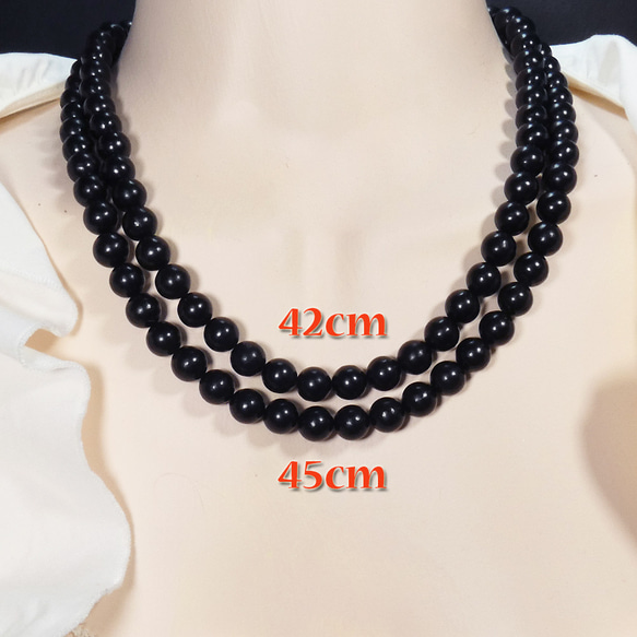天然 ジェットネックレス・イヤリングorピアスセット8mm45cm ネックレス・ペンダント B-style 通販｜Creema(クリーマ) 15912640
