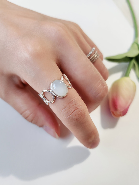 【6月誕生石】ホワイトムーンストーン オーバル 10＊8mm シルバーリング H-182S 指輪・リング アトリエ HARU 通販 ...