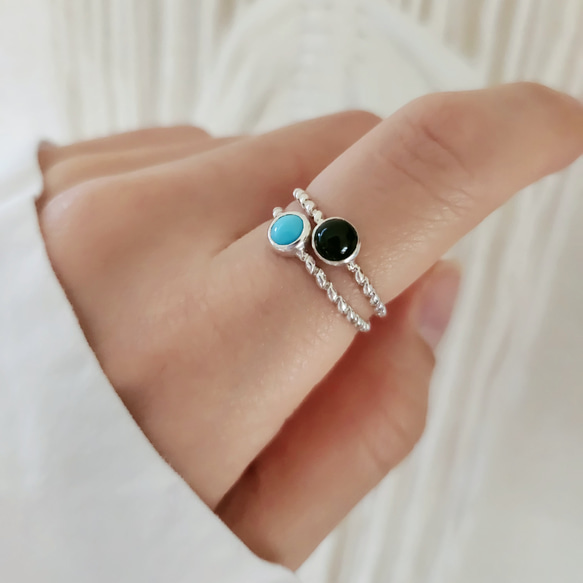 ブラックオニキス ラウンド 5ミリ 小ぶり シルバーリングH-199S 指輪・リング アトリエ HARU 通販 15946158｜Creema ...