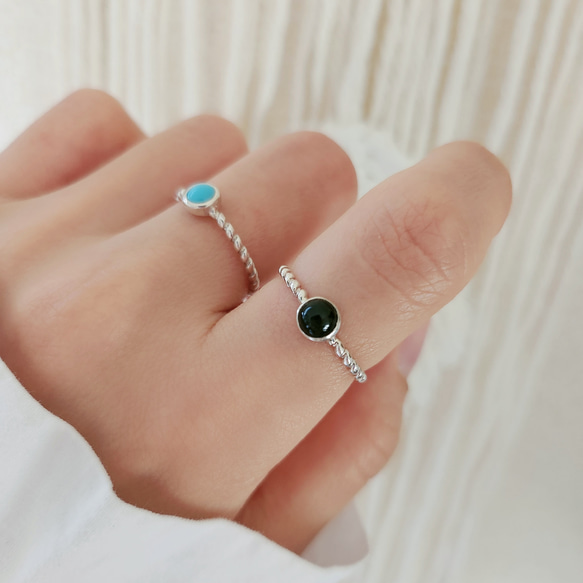 ブラックオニキス ラウンド 5ミリ 小ぶり シルバーリングH-199S 指輪・リング アトリエ HARU 通販 15946158｜Creema ...