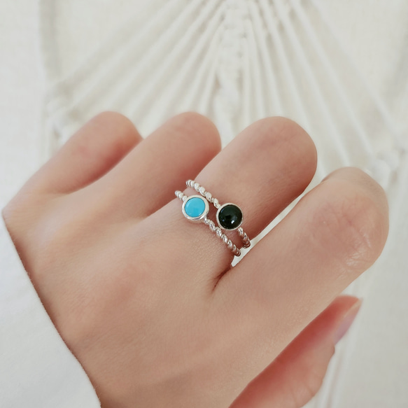 ブラックオニキス ラウンド 5ミリ 小ぶり シルバーリングH-199S 指輪・リング アトリエ HARU 通販 15946158｜Creema ...