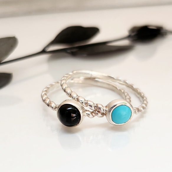 ブラックオニキス ラウンド 5ミリ 小ぶり シルバーリングH-199S 指輪・リング アトリエ HARU 通販 15946158｜Creema ...