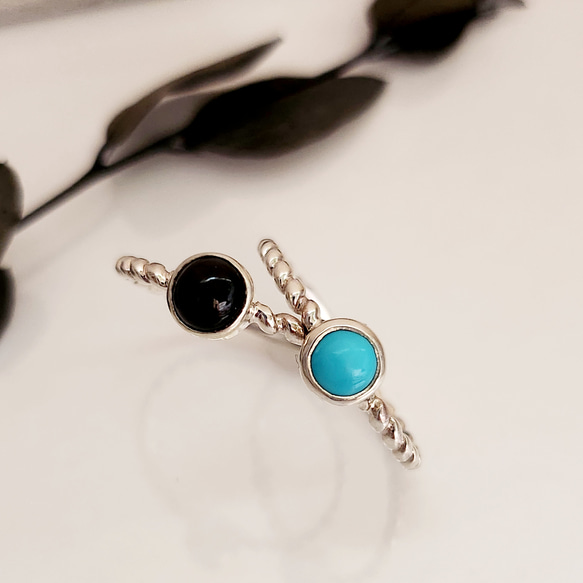 ブラックオニキス ラウンド 5ミリ 小ぶり シルバーリングH-199S 指輪・リング アトリエ HARU 通販 15946158｜Creema ...