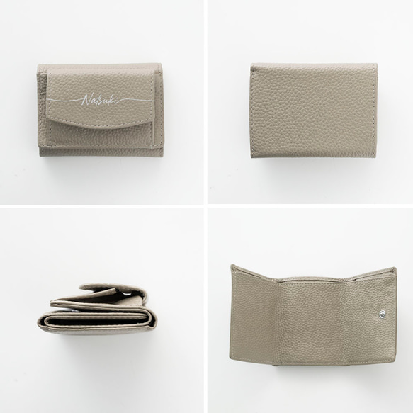 ミニウォレット 名入れ 】 本革 ミニ財布 三つ折り財布 スキミング防止 コンパクト くすみカラー HR07U 三つ折り財布 umi neko ...