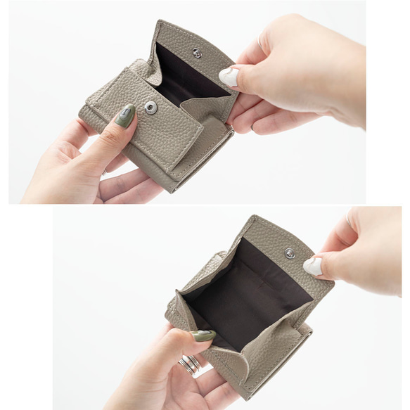 ミニウォレット 名入れ 】 本革 ミニ財布 三つ折り財布 スキミング防止 コンパクト くすみカラー HR07U 三つ折り財布 umi neko ...