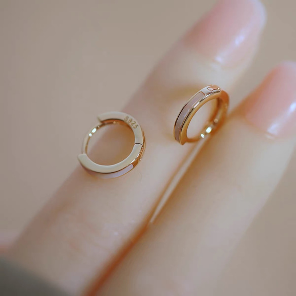 S925純銀製 ピンクゴールド 天然貝殻 シェル フープピアス 金属アレルギー対応 つけっぱなし セカンドピアス k18 ピアス（フープ） cissylady.com 通販 15947493 ...