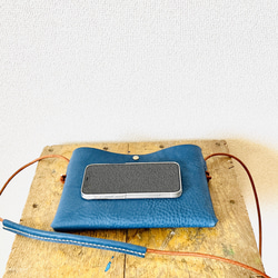 栃木レザーオイルヌメ サコッシュ ブルー サコッシュ かなぶん工房 通販 15952187｜Creema(クリーマ)