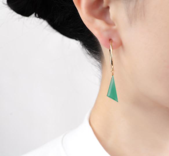 【4way】ビリジアンの大三角形 フープピアス(イヤリングも可) K14gf イヤリング・ノンホールピアス レモンソーダ 通販｜Creema(クリーマ) 15952387